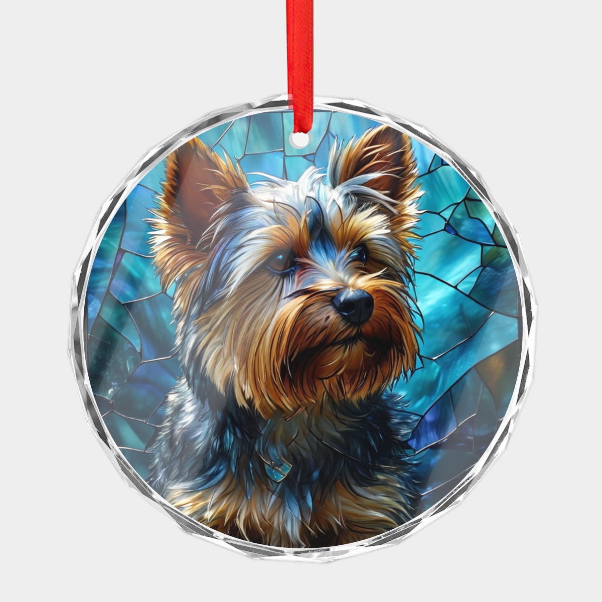 Crystal Glass Christmas Ornament Cute Yorkshire Terrier Yorkie Puppy ...