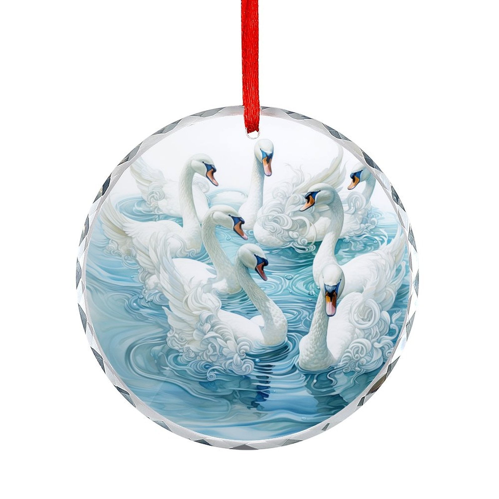 Crystal Glass Christmas Ornament Drawing Seven Swans A Swimming Crystal ...