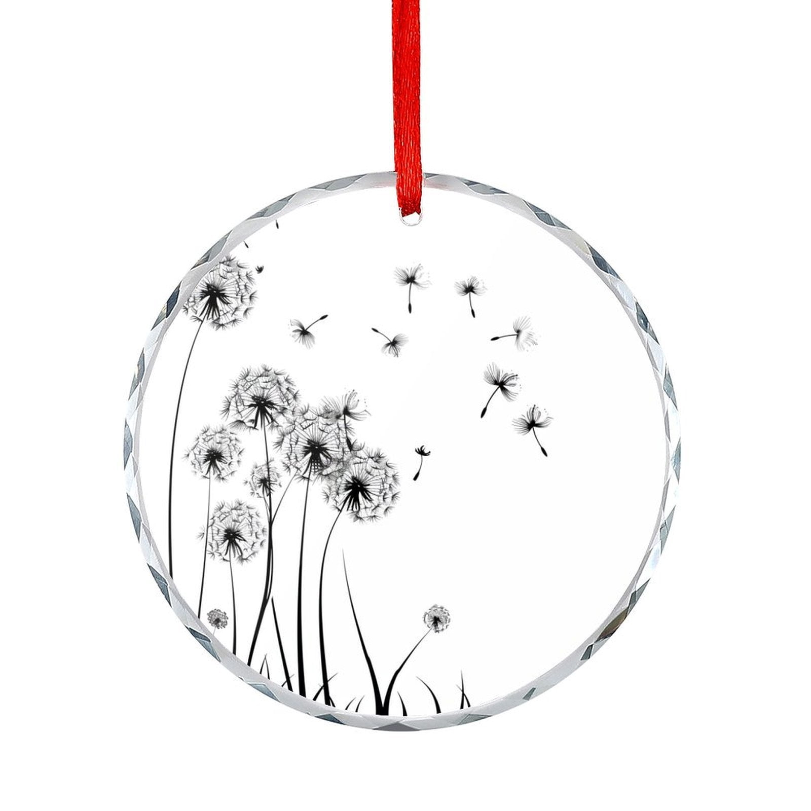 Crystal Glass Christmas Ornament Modern Black White Dandelion Hanging ...