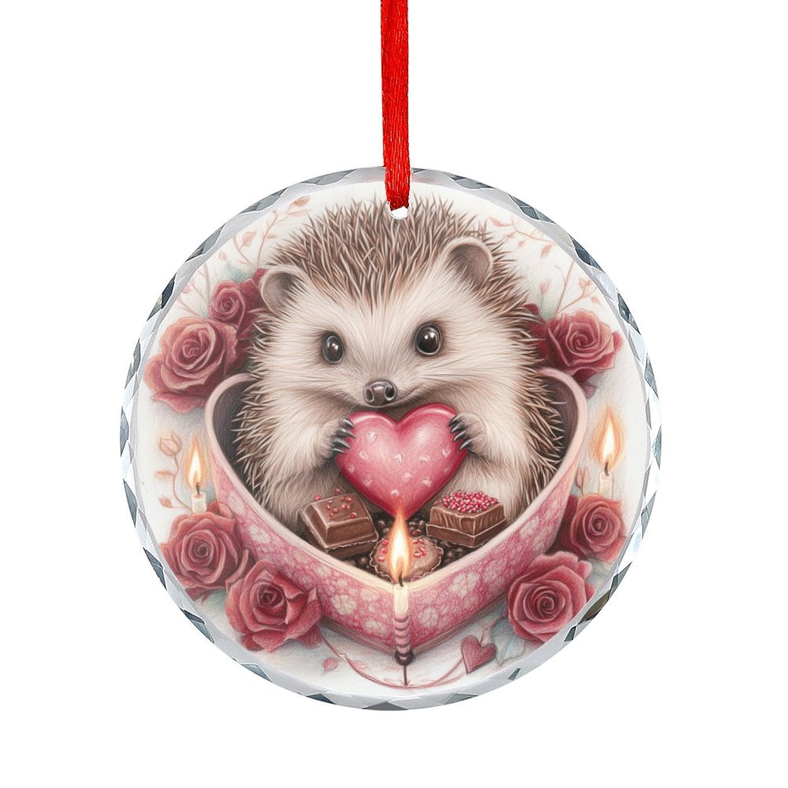 Crystal Glass Christmas Ornament Valentine Sweets Hedgehog Christmas ...