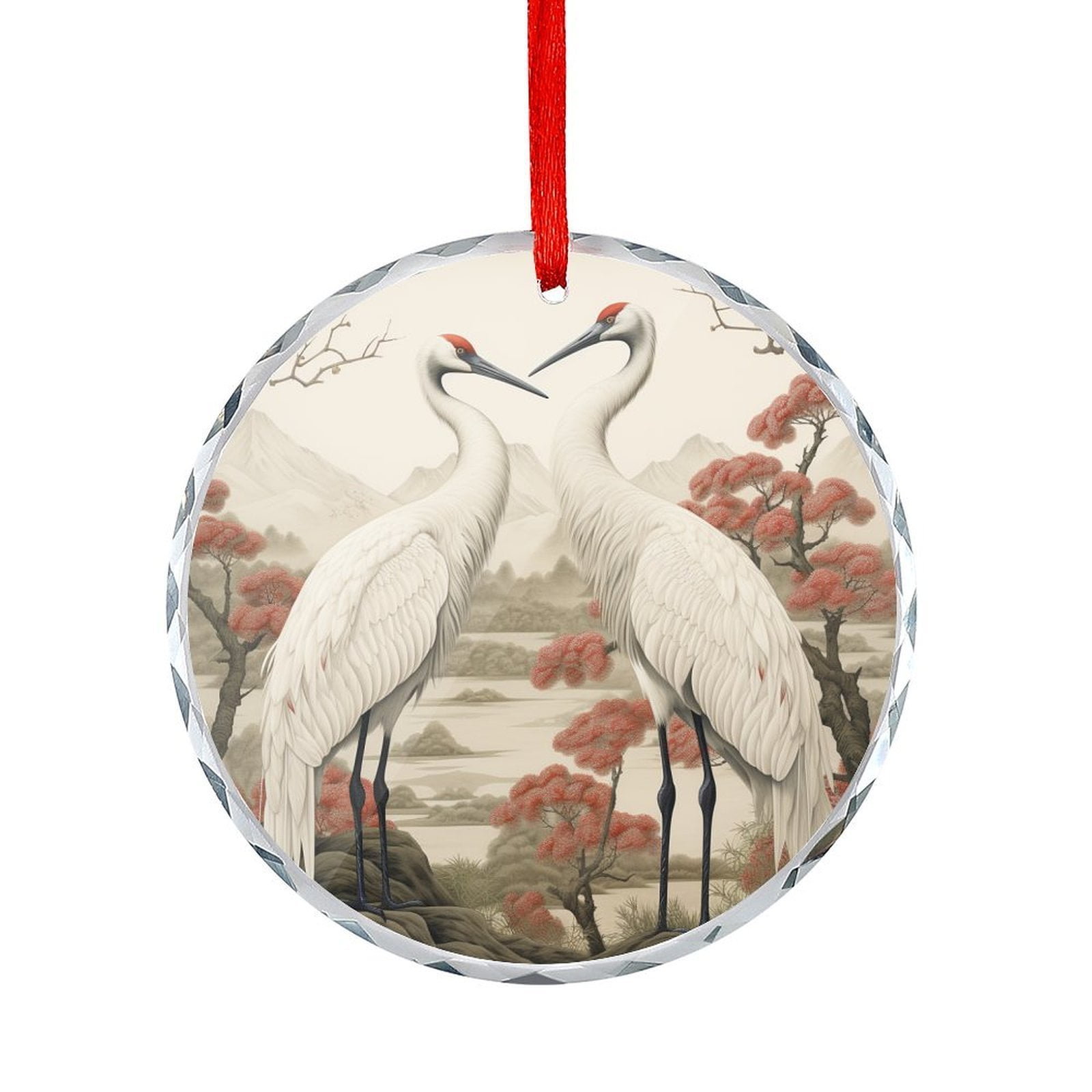 Crystal Glass Christmas Ornament White Cranes Crystal Glass Christmas ...
