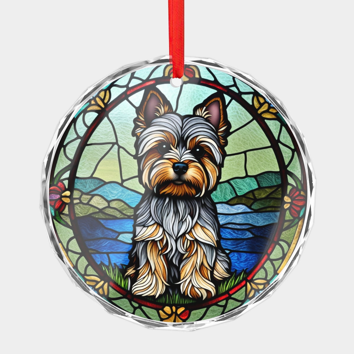 Crystal Glass Christmas Ornament Yorkshire Terrier Yorkie Puppy Dog ...