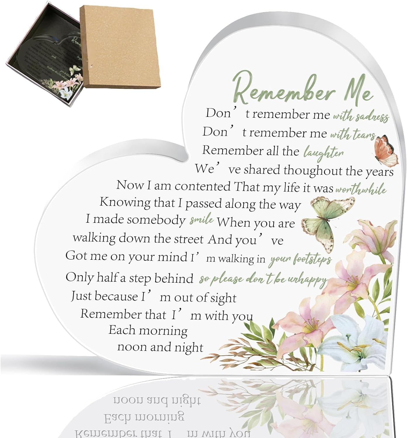 Crystal Glass Heart Memorial Heart Acrylic Plaque with Heartwarming ...