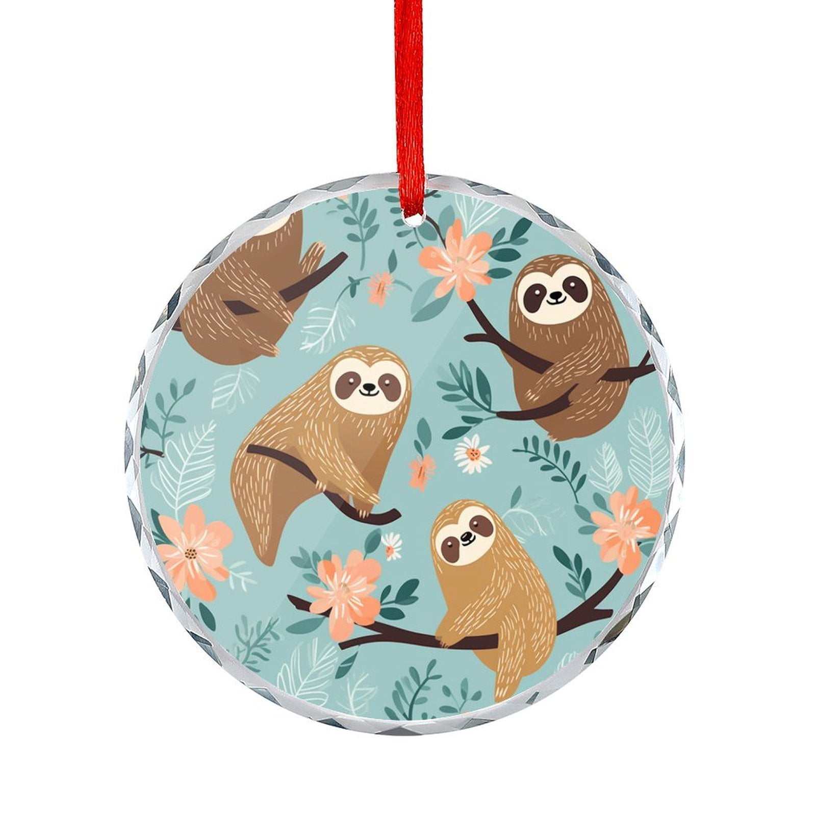 Crystal Glass Ornament Adorable Cartoon Animal Sloth On Tree Branch ...