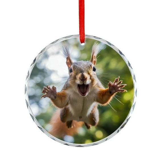Crystal Glass Ornament Funny Squirrel Round Shaped Glass Ornament Cute Animals Appreciation ...