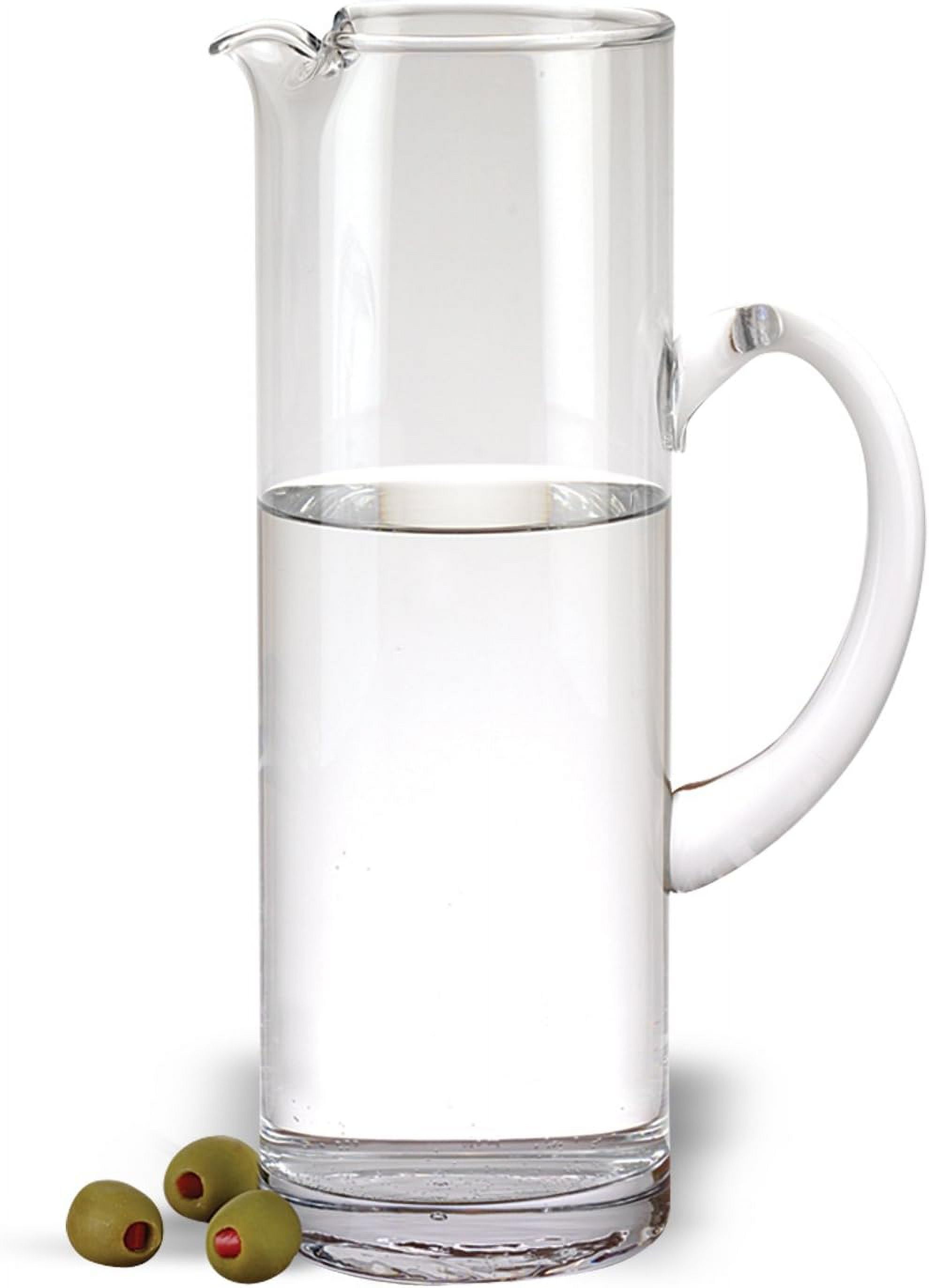 Crystal Glass Pitcher - 54 oz. Mouth-Blown Classic Martini Cylinder ...