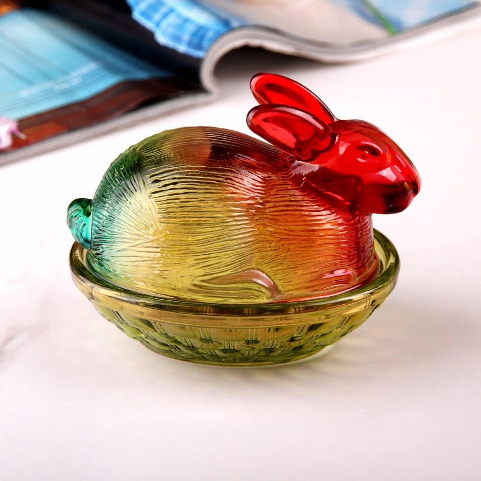 Crystal Glass Rabbits Sculpture For Home And Office Decor, Elegant ...