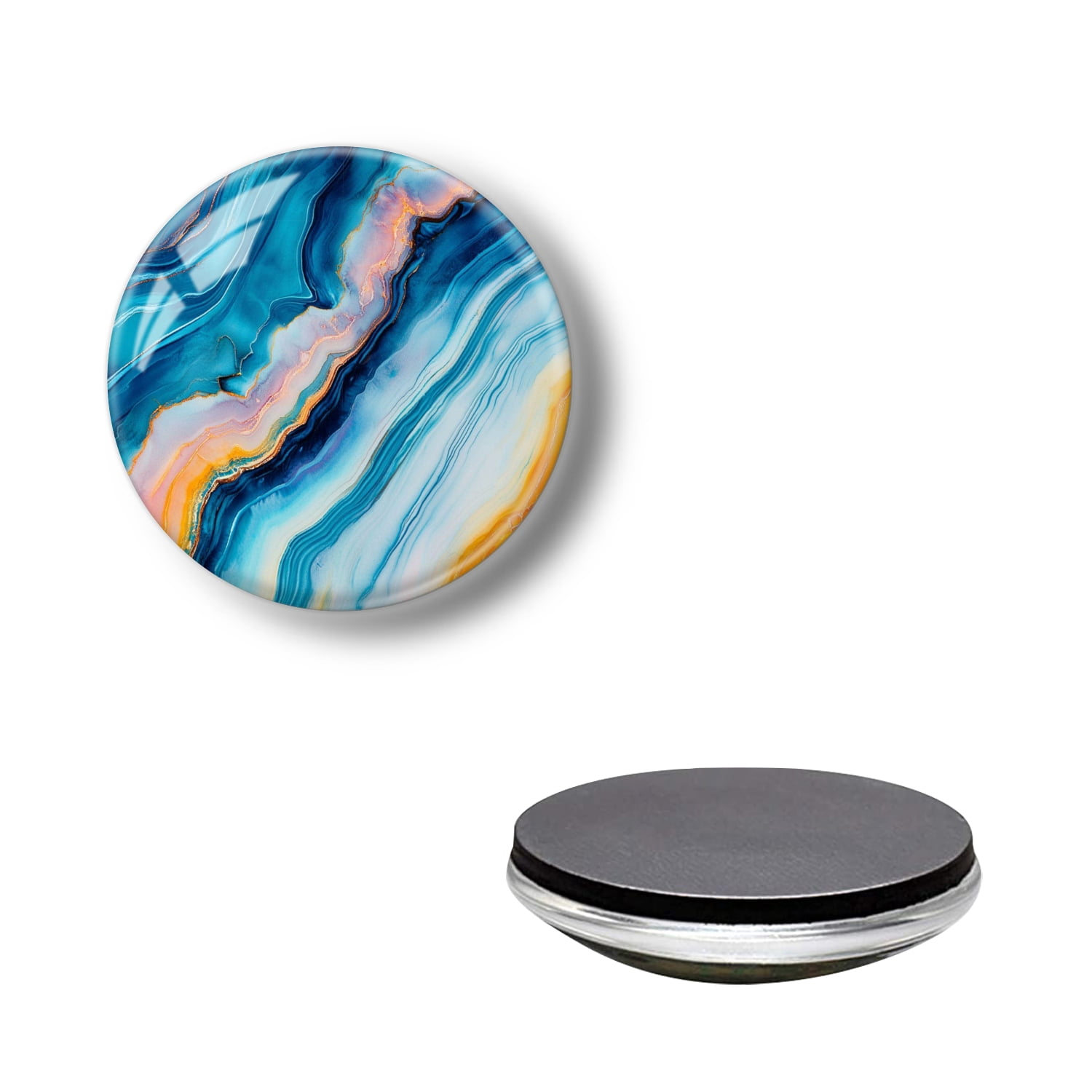 Crystal Glass Refrigerator Magnets for Fridge, Blue and Yellow Fluid ...