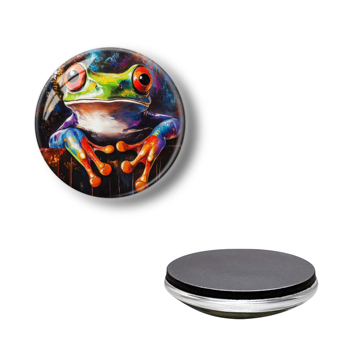 Crystal Glass Refrigerator Magnets for Fridge, Colorful Frog Round ...