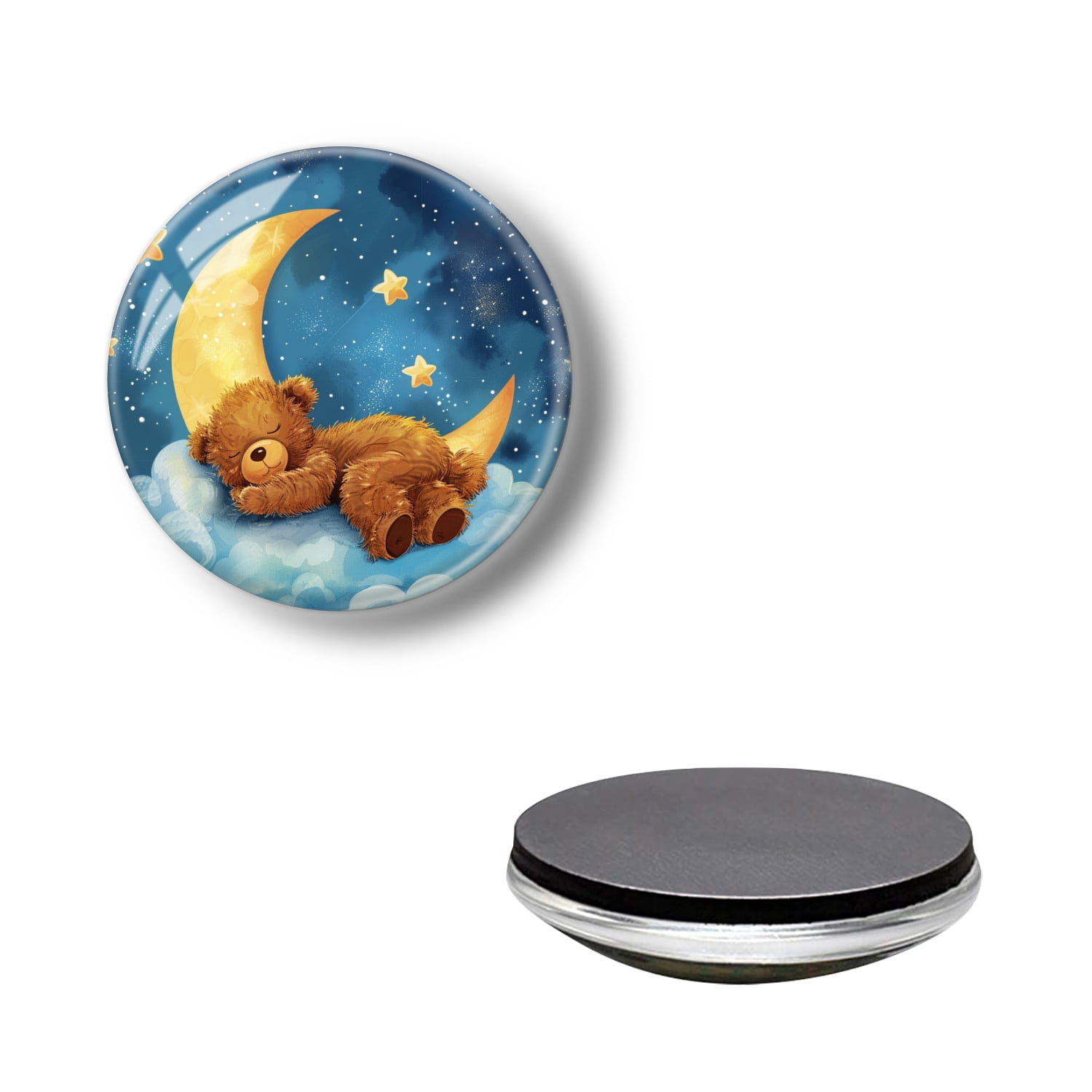 Crystal Glass Refrigerator Magnets for Fridge, Cute Bear Round Strong ...