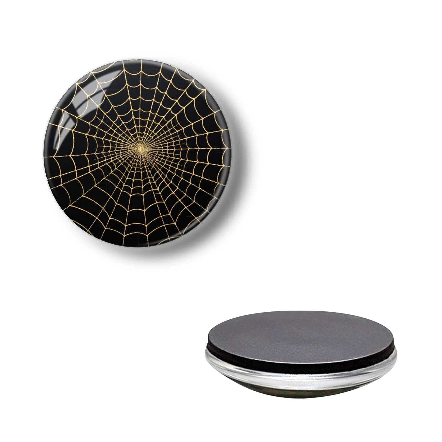 Crystal Glass Refrigerator Magnets for Fridge, Spider Web Golden Round ...