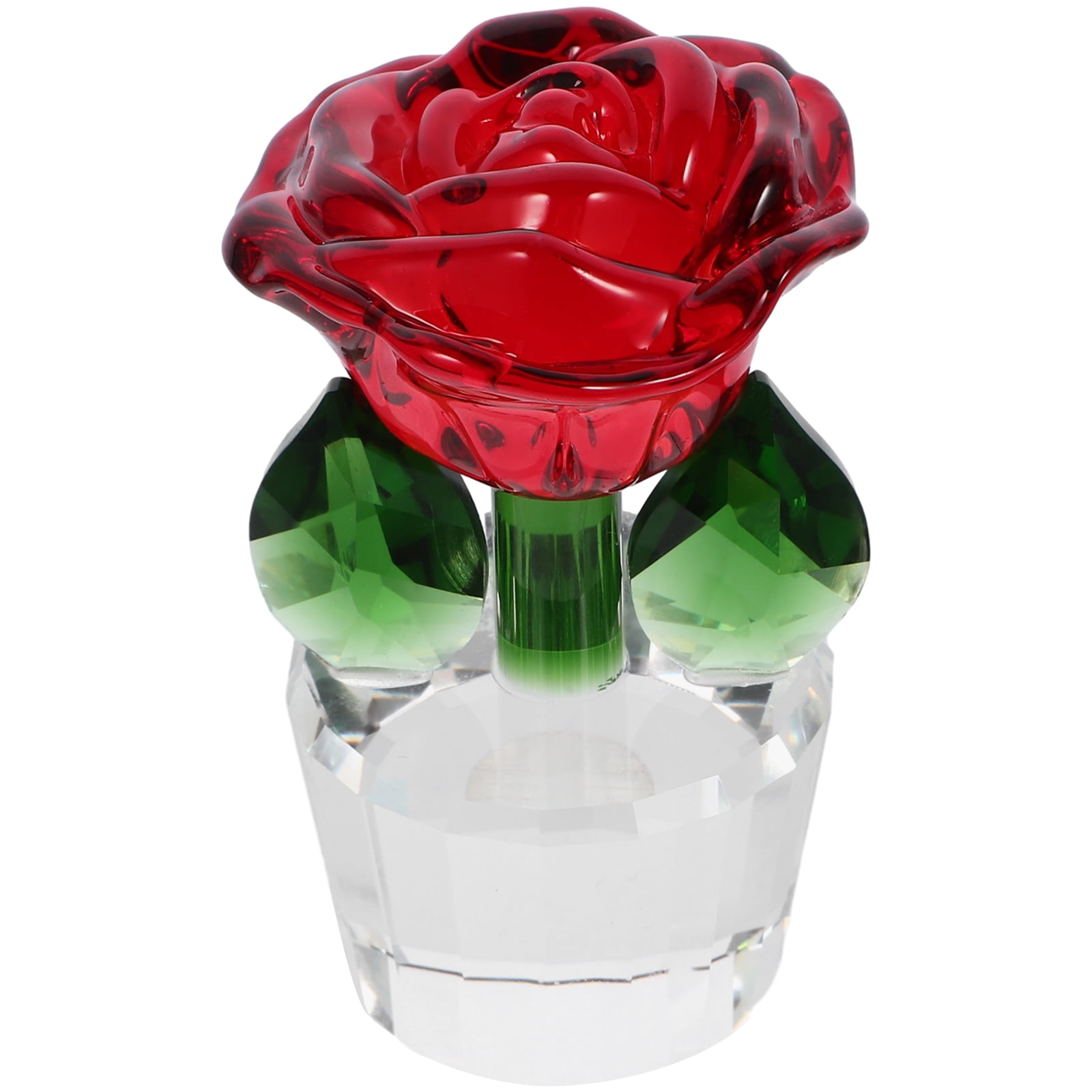 Crystal Glass Rose Gifts Crystal Flower Figurine Valentine Crystal Rose ...