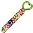 Crystal Glass Dildo Stick Inside Blue Flower Style For Couple Anal Sex Toys Glass Anal Plug