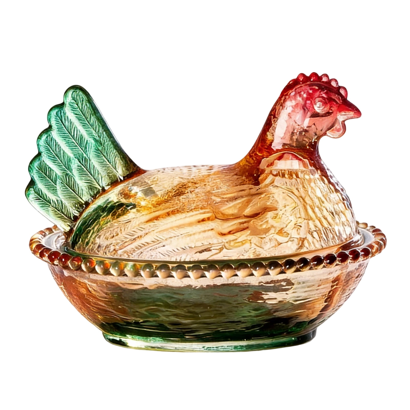Crystal Glasses Chicken Shape Candy Dish,Retro Candy Bowl with Lid ...