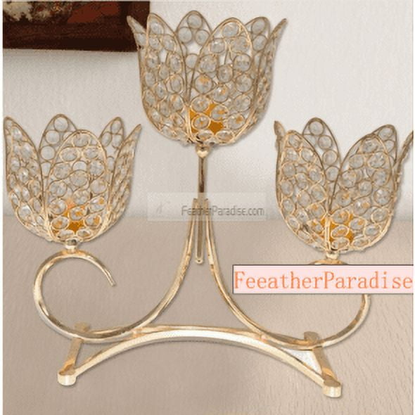 Crystal Gold 3 Arms Metallic Floral Riser/Wedding Centerpieces/Unity ...