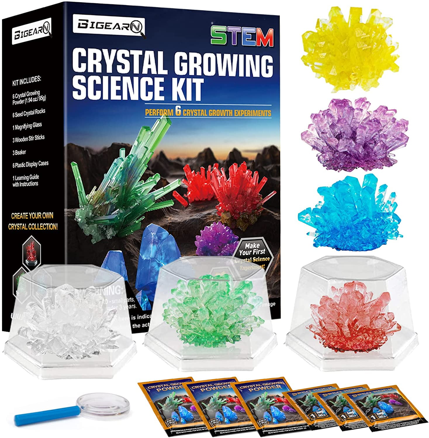 Crystal Growing Science Kit for Kids Ages 6-8-12, Easy DIY Educational ...