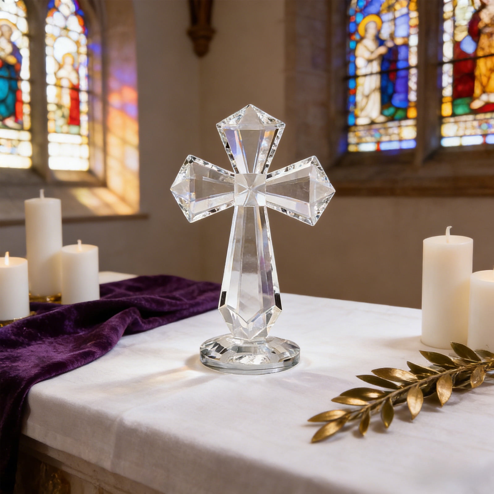 Crystal Guardian Cross Figurine, Glass Guardian Angel Statue Gifts for ...