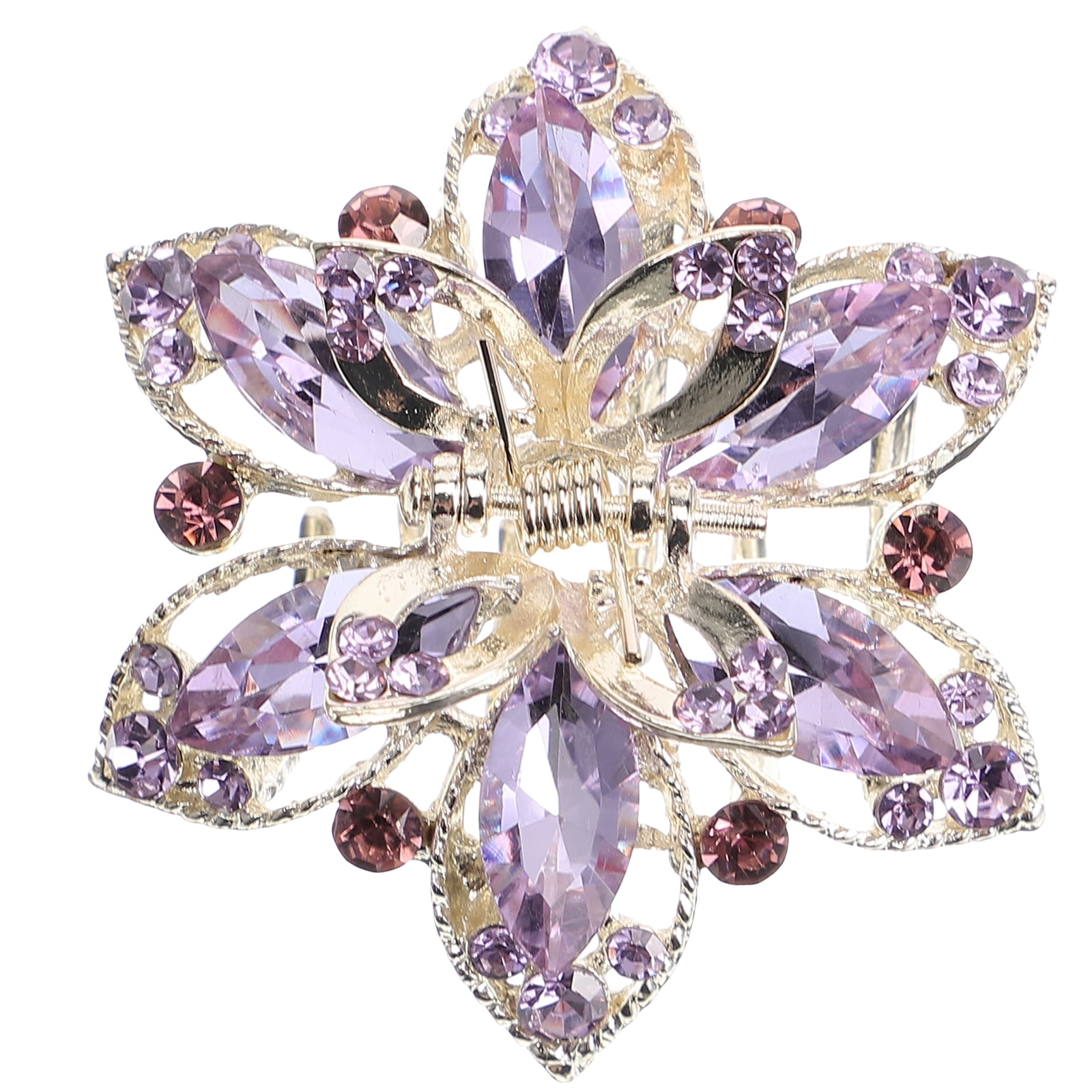 Crystal Hair Clips Girl Hairpin Sparkly Claw Teeth for Purple Flower ...