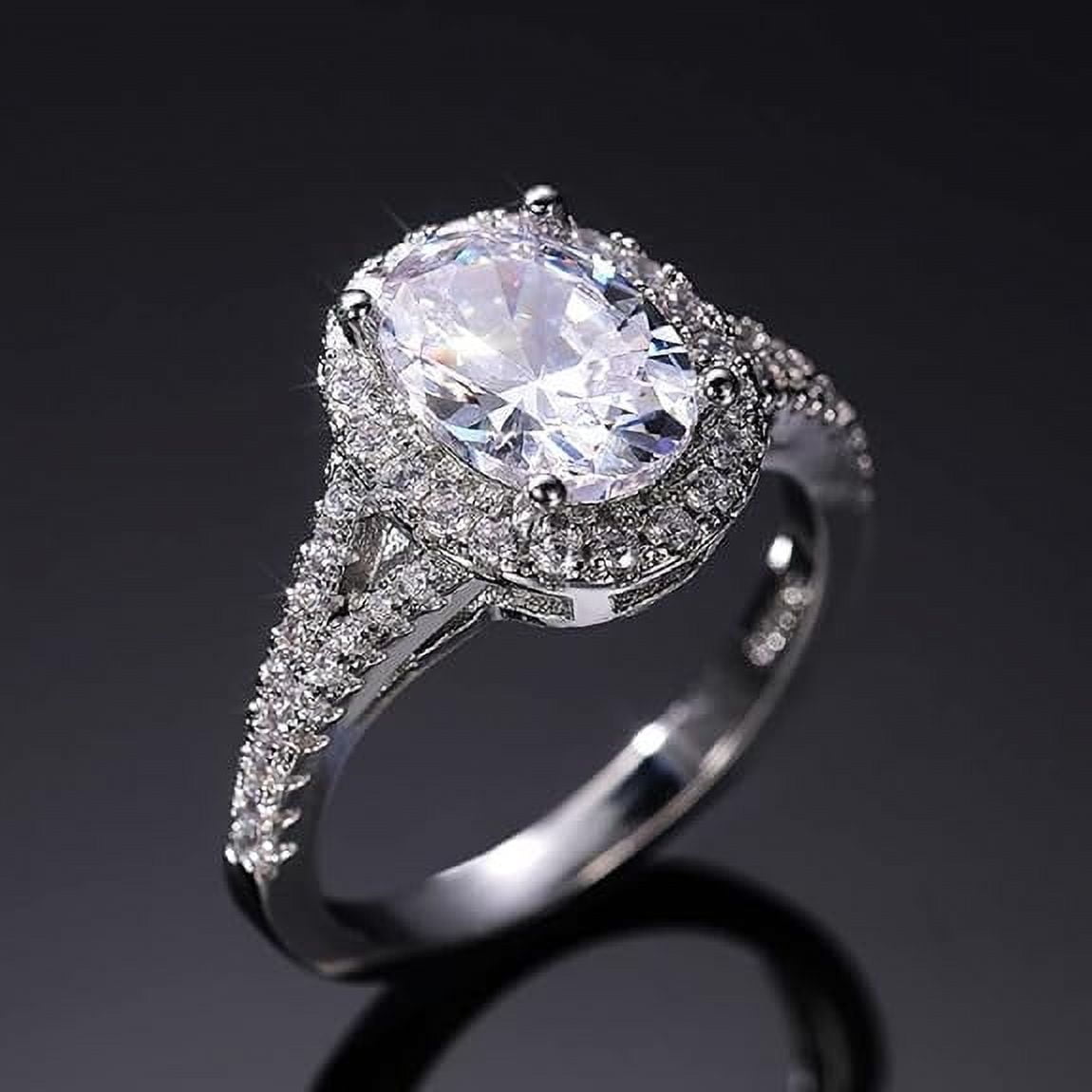 Crystal Halo CZ Zircon Ring Women Fashion White Wedding Engagement Jewelry - Walmart.com