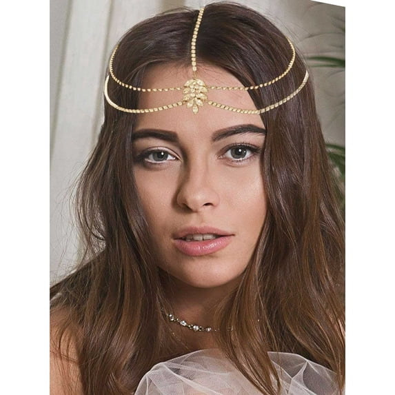 Crystal Head Chain Jewelry Flower Tassel Hair Chain Water Drop Pendant ...