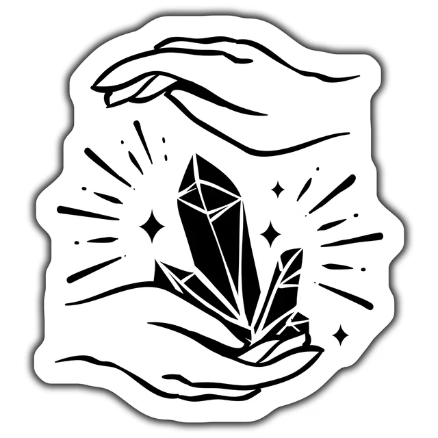 Crystal Healing Hands Sticker, Mystical Art Vinyl Decal, Boho Aesthetic ...