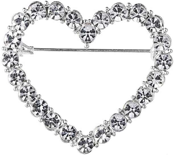 Crystal Heart Brooch Pin - Rhinestone Lucky Star Lapel Pin - Sparkling ...