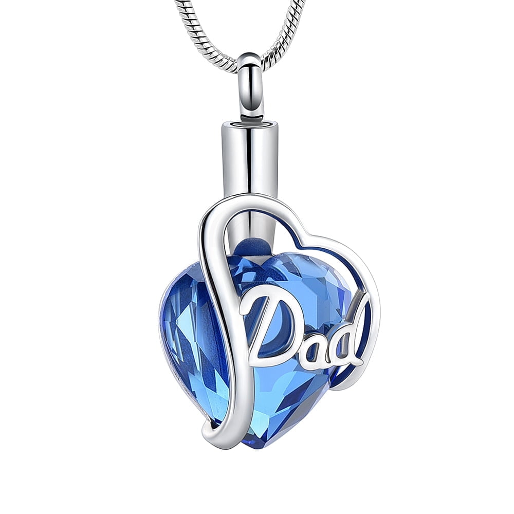 Crystal Heart Cremation Jewelry for Ashes Urn Necklace for Dad Memorial ...
