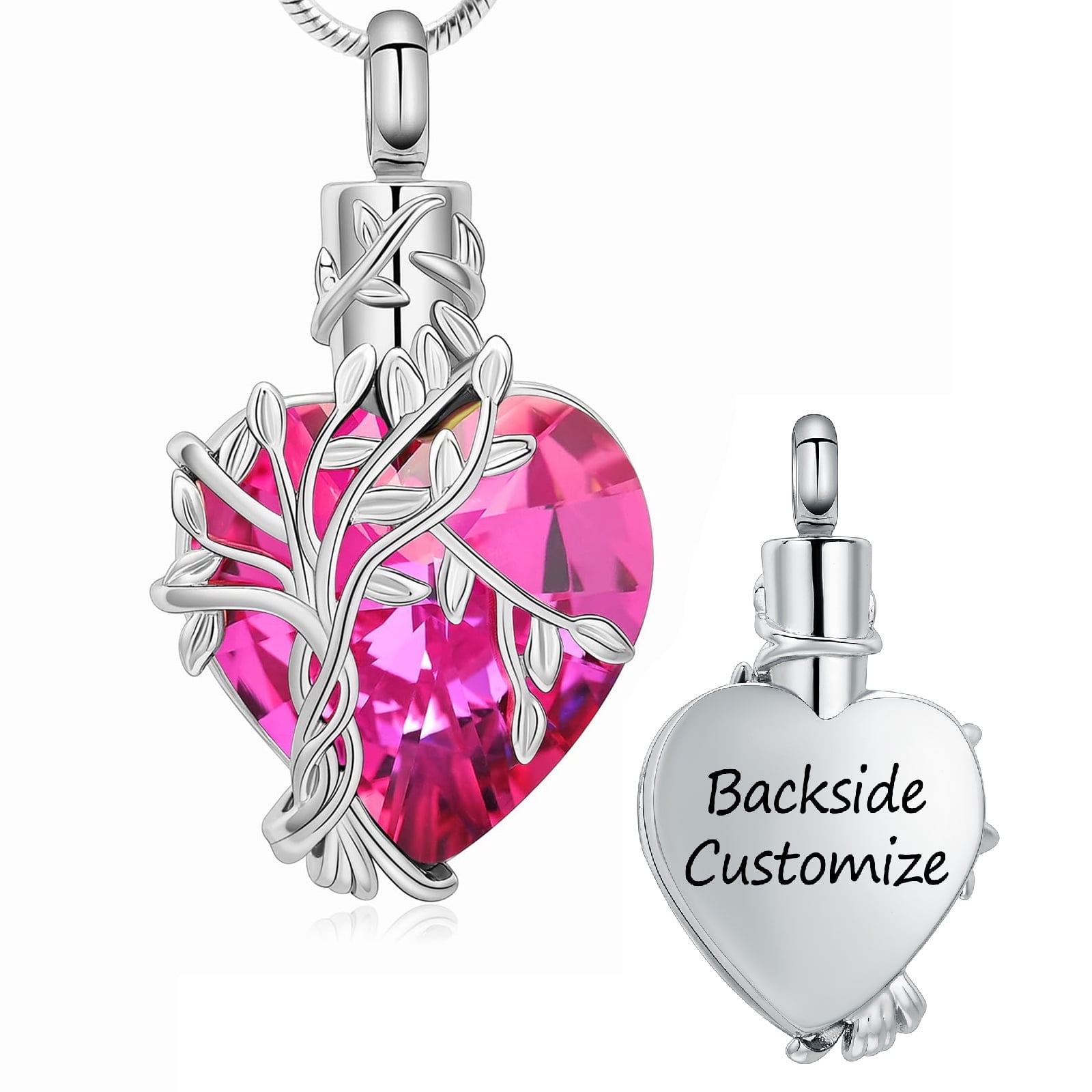 Crystal Heart with Tree of Life Cremation Ashes Jewellery Charm ...