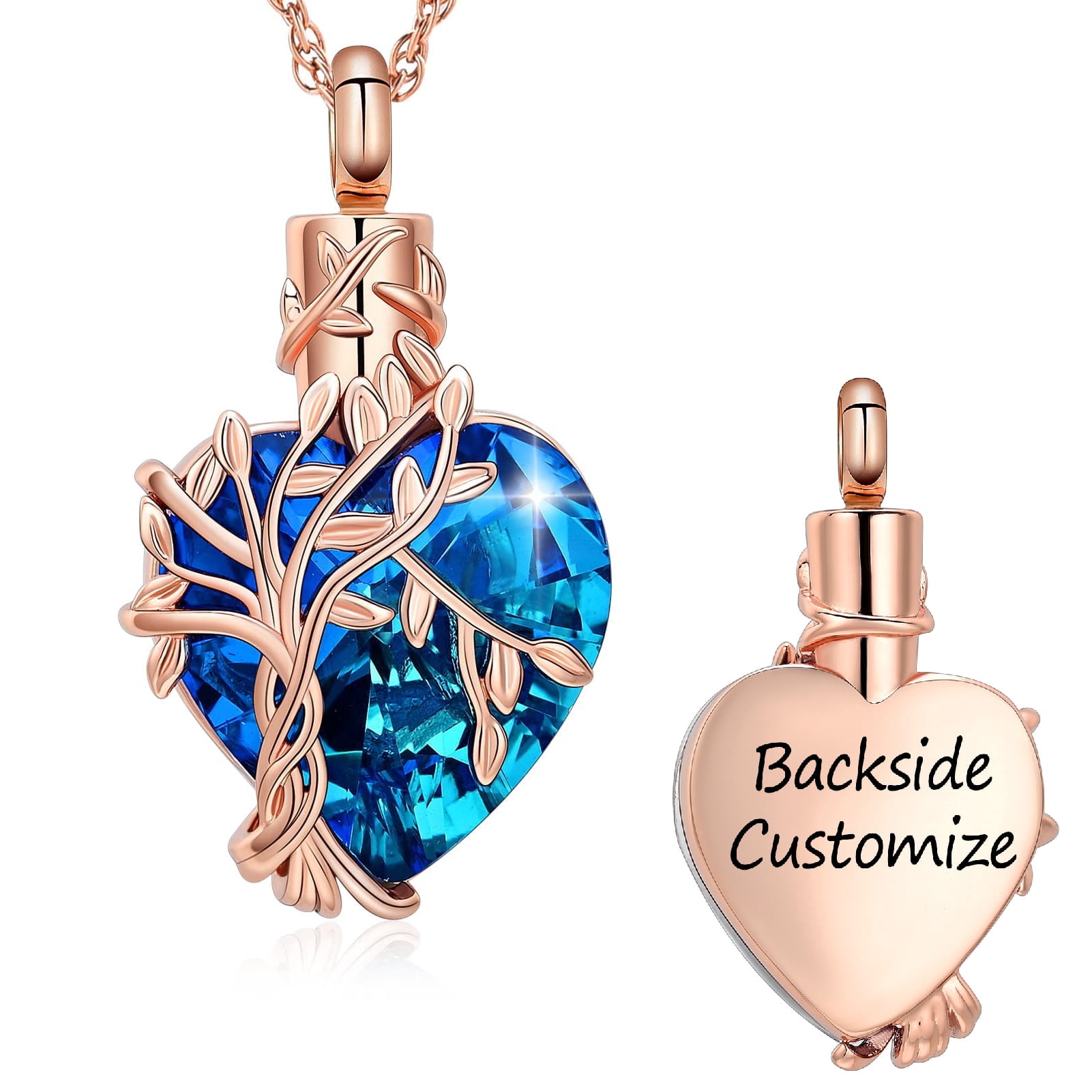 Crystal Heart with Tree of Life Cremation Ashes Jewellery Charm ...