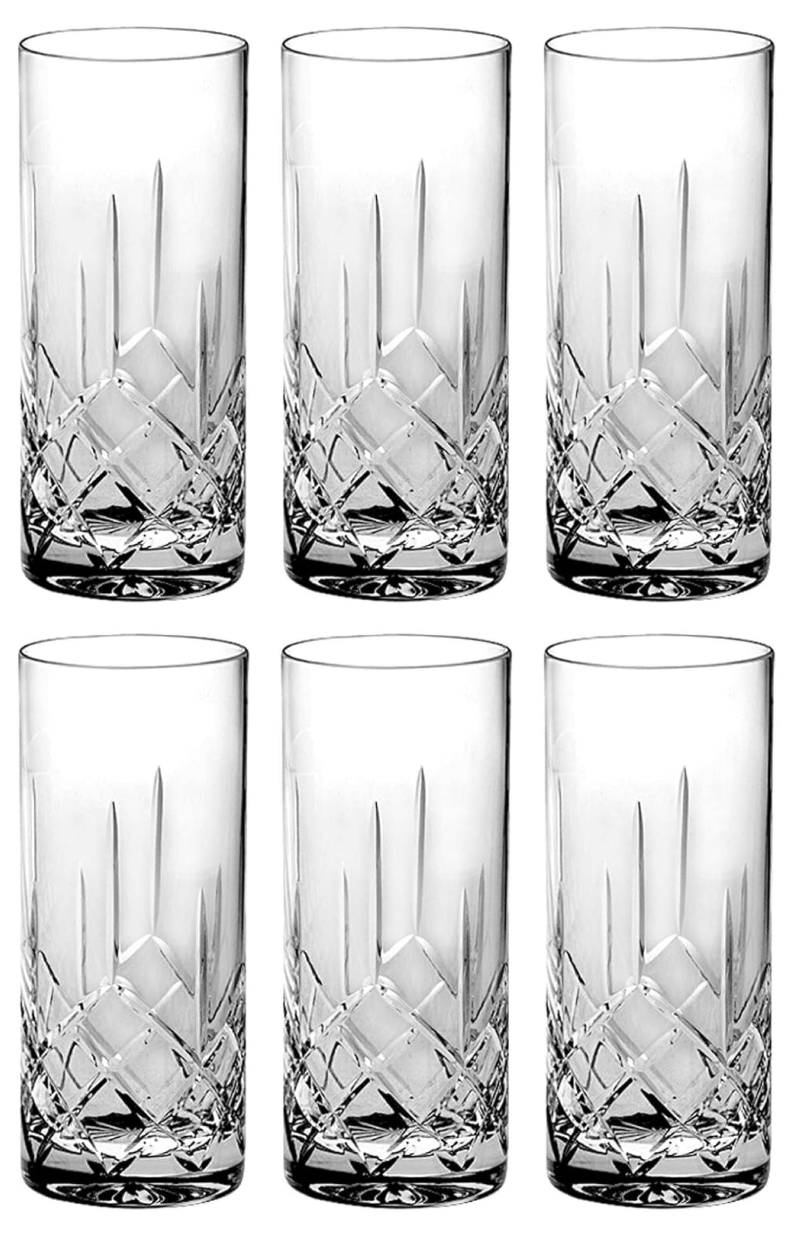Crystal Highball - Glass - Set of 6 HB - Hiball Glasses - Hand Cut ...