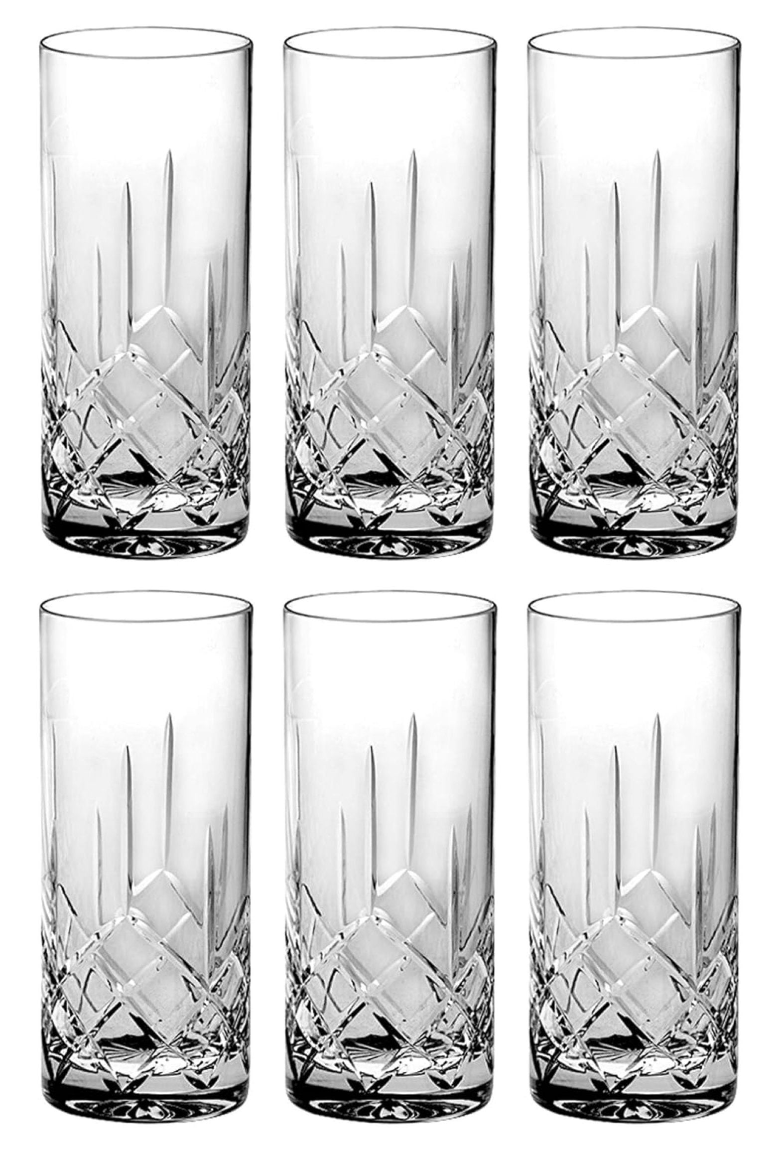 Crystal Highball - Glass - Set of 6 HB - Hiball Glasses - Hand Cut ...