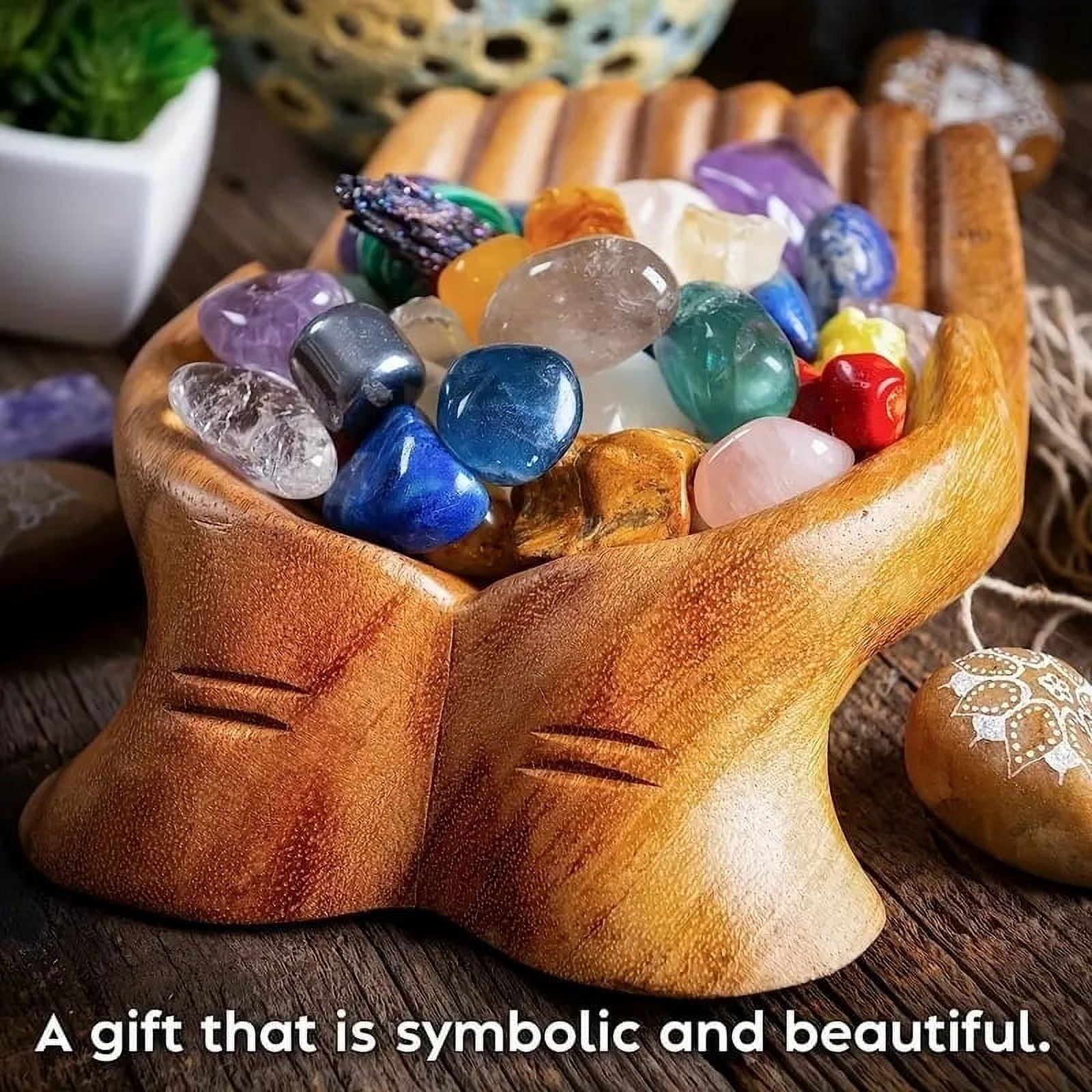 Crystal Holder, Carved Hands Offering Bowl for Crystal Stone, Keepsakes ...