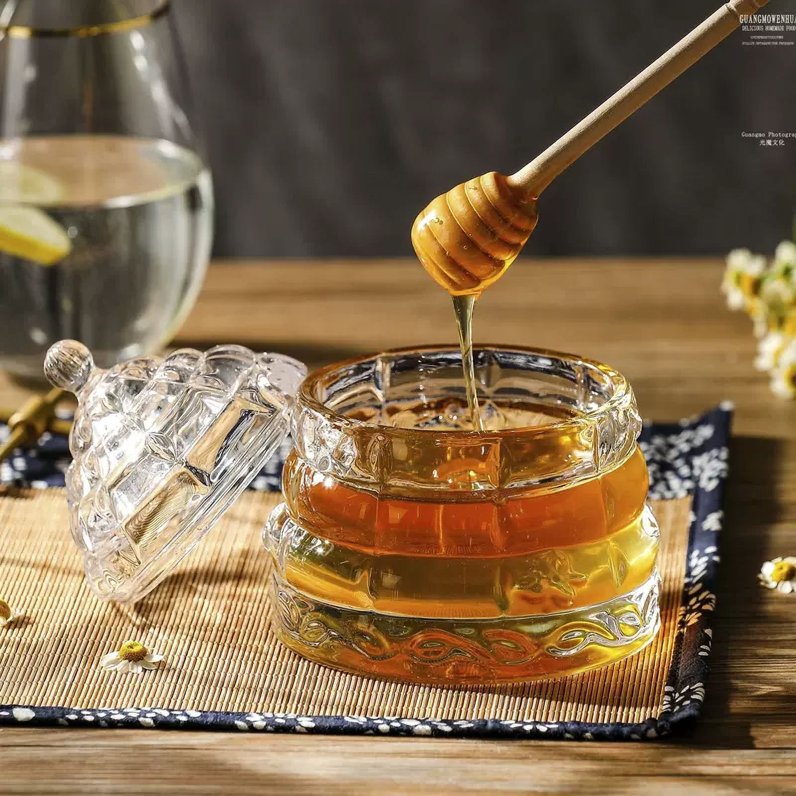Crystal Honey Jar, Beehive Honey Dish with Dipper - Walmart.com