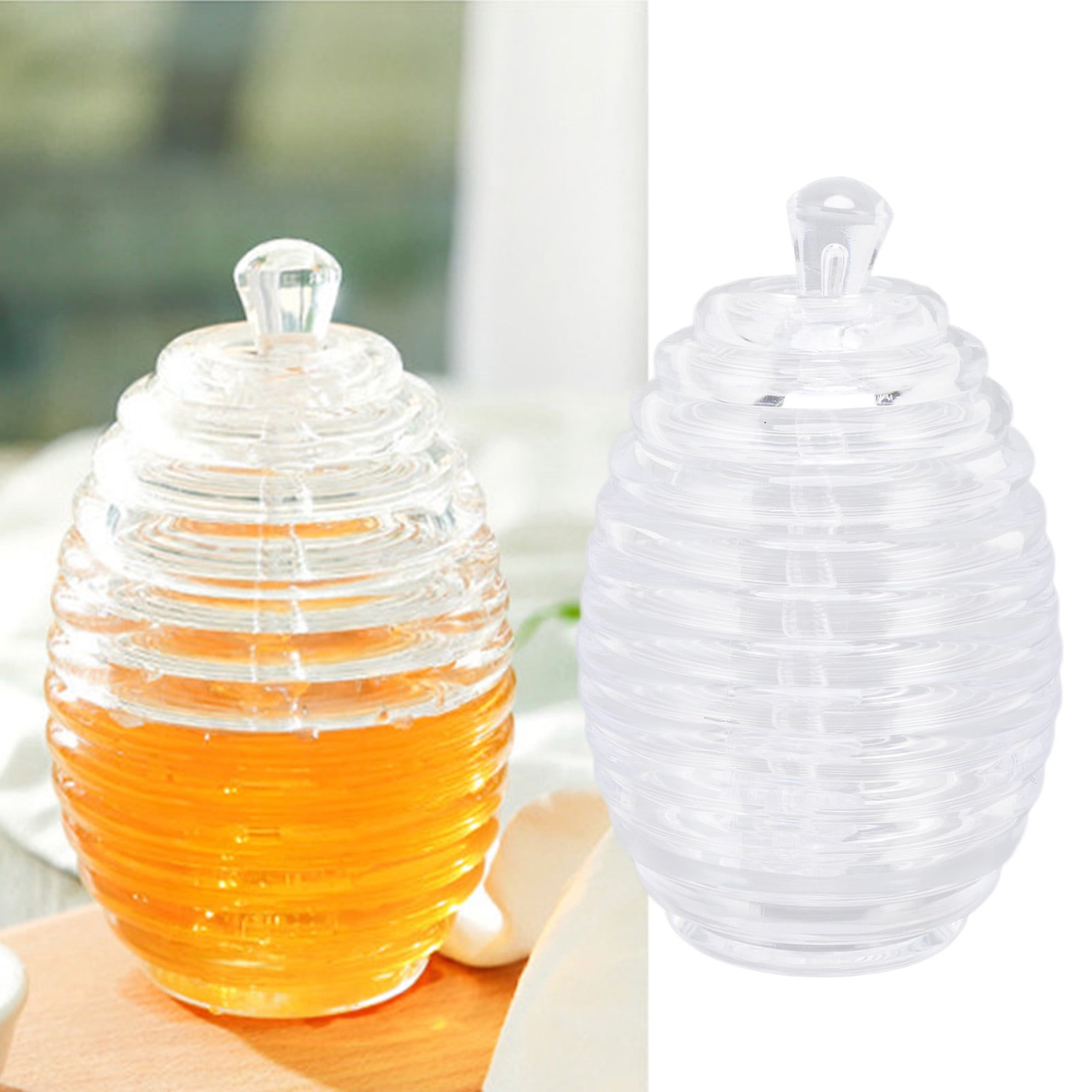 Crystal Honey Jar, Transparent Honey Pot Plastic Bee Shape Honey Jar ...