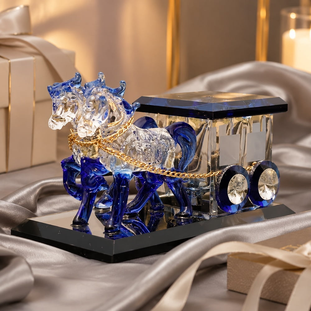 Crystal Horse Figurine, Elegant Carriage Decor with Ornate Details ...