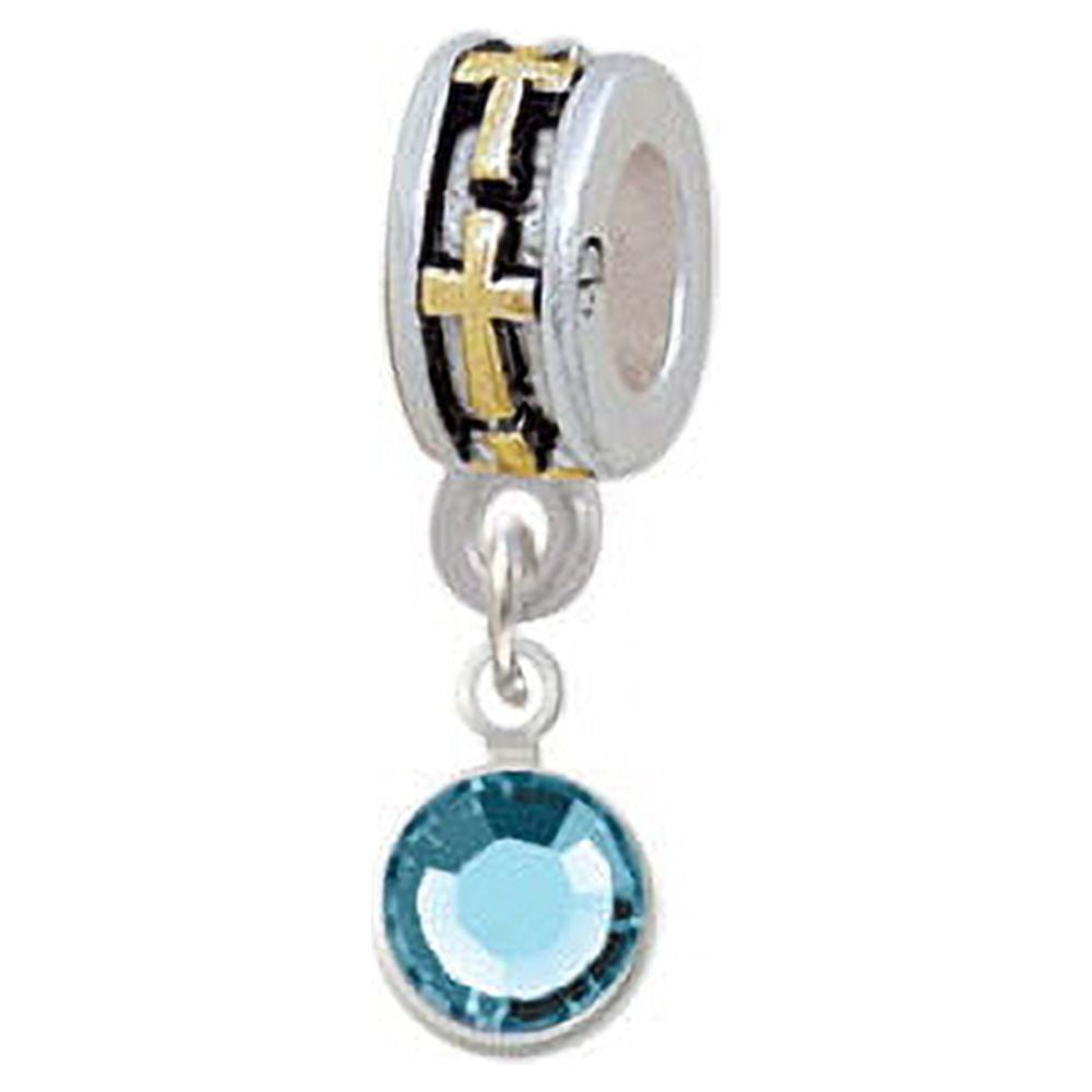 Crystal Hot Blue Channel Drop - Gold Tone Cross Charm Bead - Walmart.com