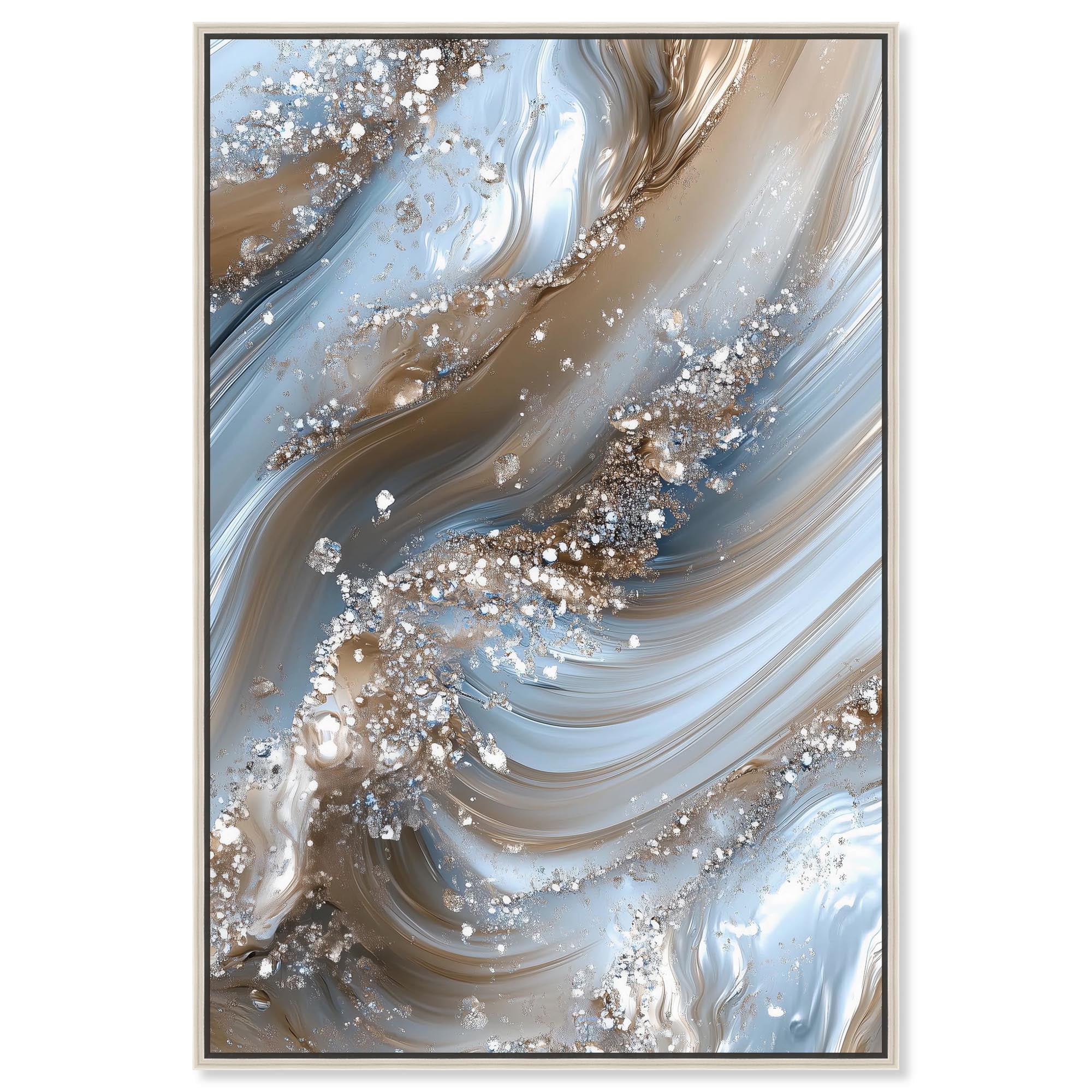 Crystal Ice Storm Canvas Elegant Abstracts by Art Remedy, Silver Frame ...