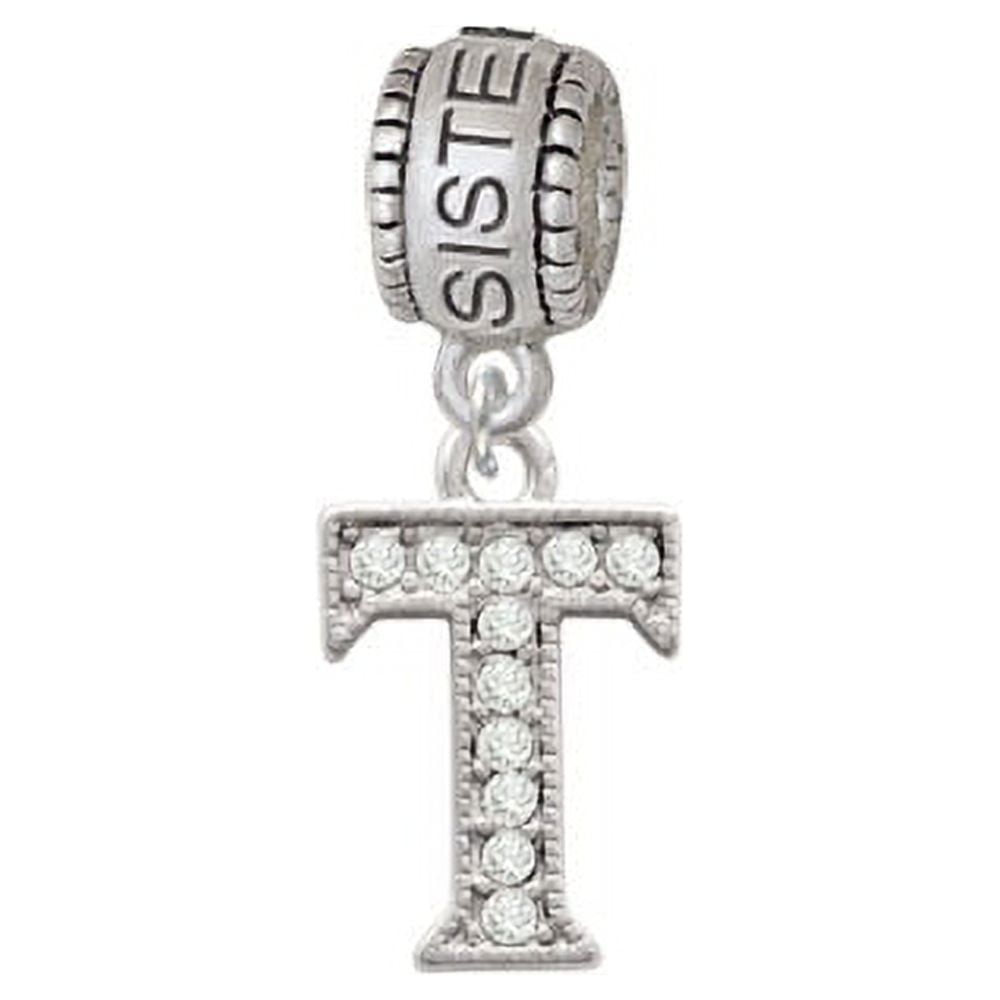 Crystal Initial - T - Beaded Border - Sister Charm Bead - Walmart.com