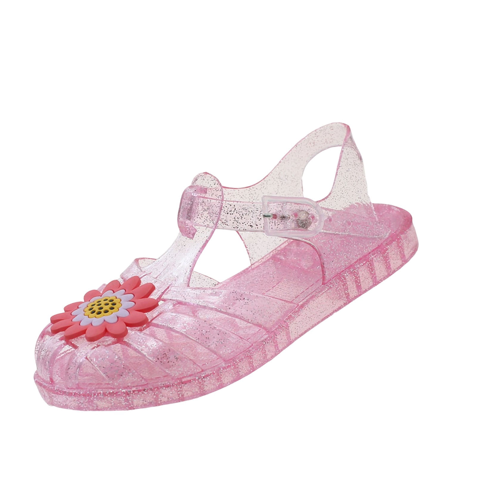 Crystal Jelly Sparkly Sandals with Adjustable Strap and Non-Slip Treads ...