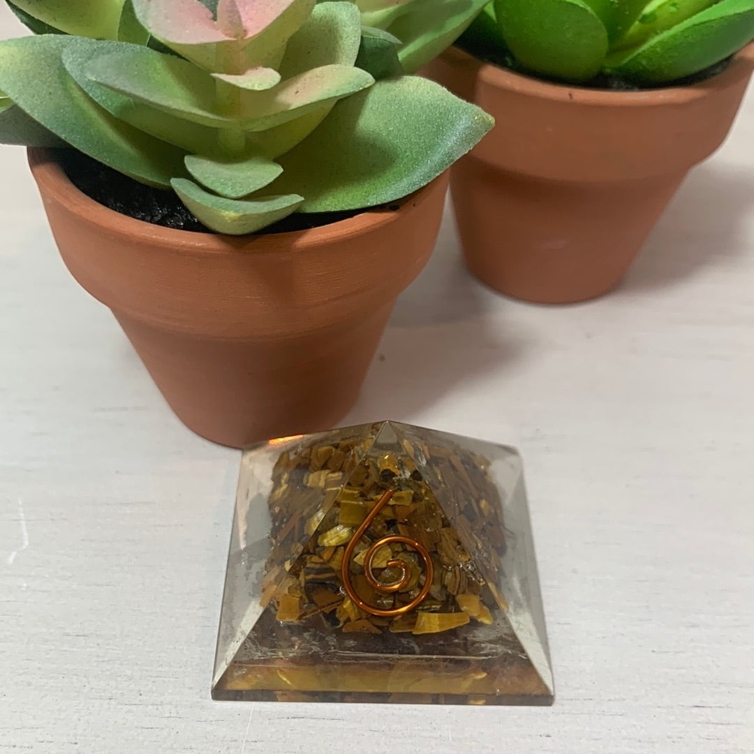 Crystal Joys Small Orgonite Pyramid – EMF Protection, Natural Gemstones ...