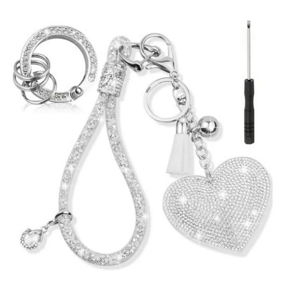 Crystal Keychain Set, Rhinestone Heart-shaped Key chain with Tassel ...