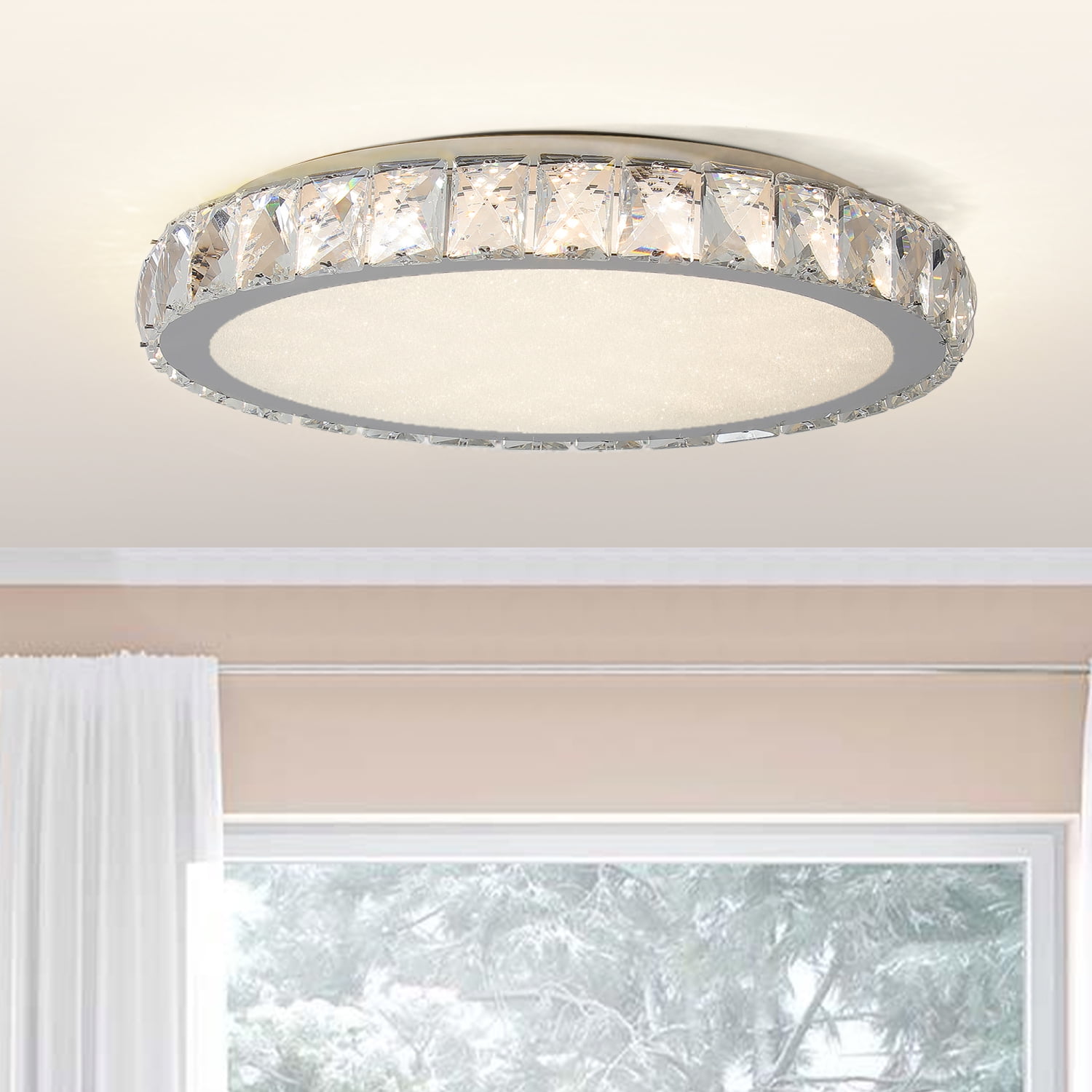Crystal LED Ceiling Light 19.7-Inch Flush Mount 45W Dimmable Modern ...