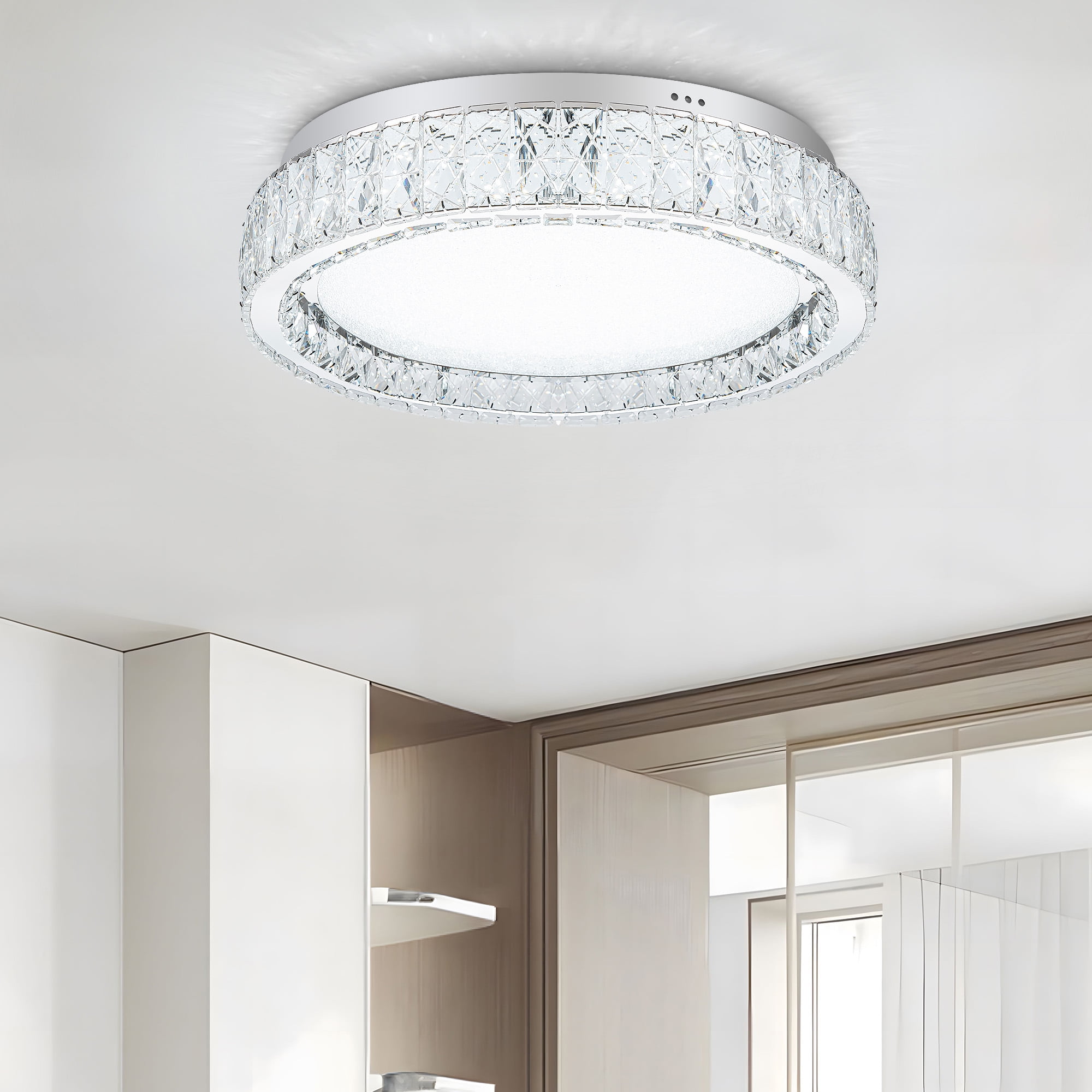 Crystal LED Ceiling Light, Modern Crystal Ceiling Light Flush Mount ...
