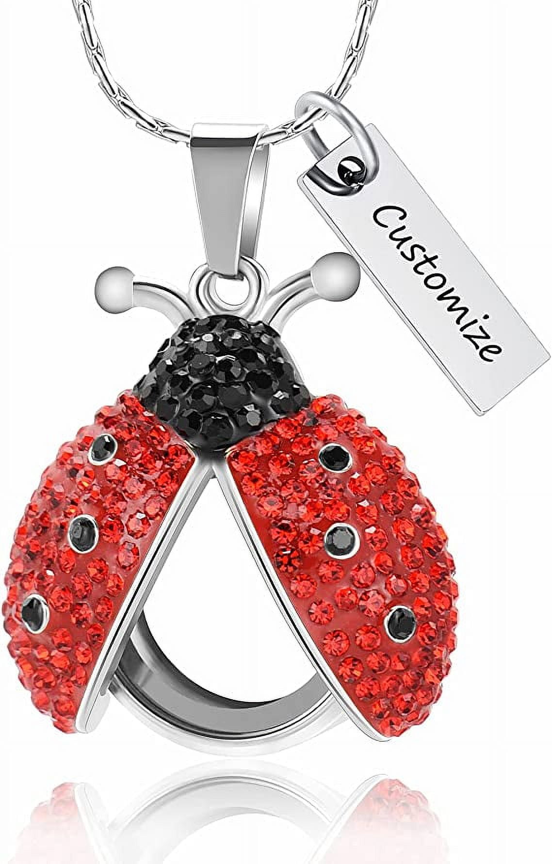 Crystal Ladybug Urn Necklace for Ashes Glass Urn Locket Ash Holder ...