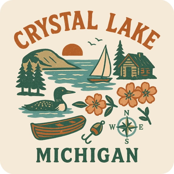 Crystal Lake Michigan Keepsakes Souvenir Vinyl Sticker – Destination ...