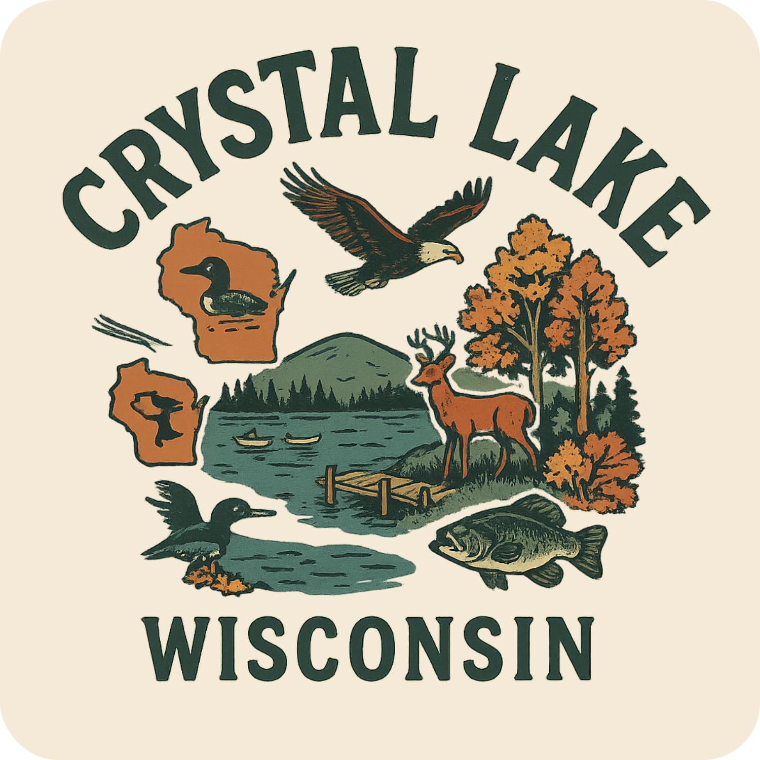 Crystal Lake Wisconsin Keepsakes Souvenir Vinyl Sticker – Destination ...