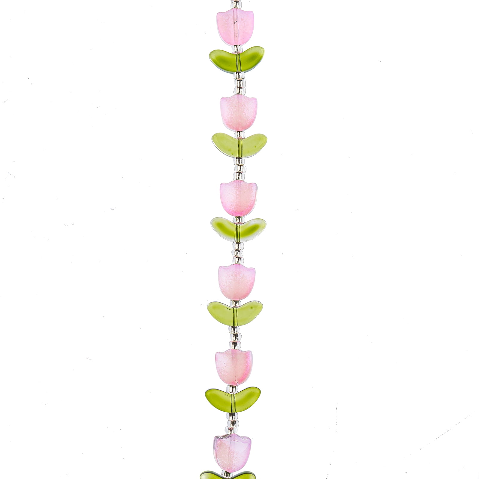 Crystal Lane DIY Glass Garden 7in Pink & Green Tulip Flowers Bead ...