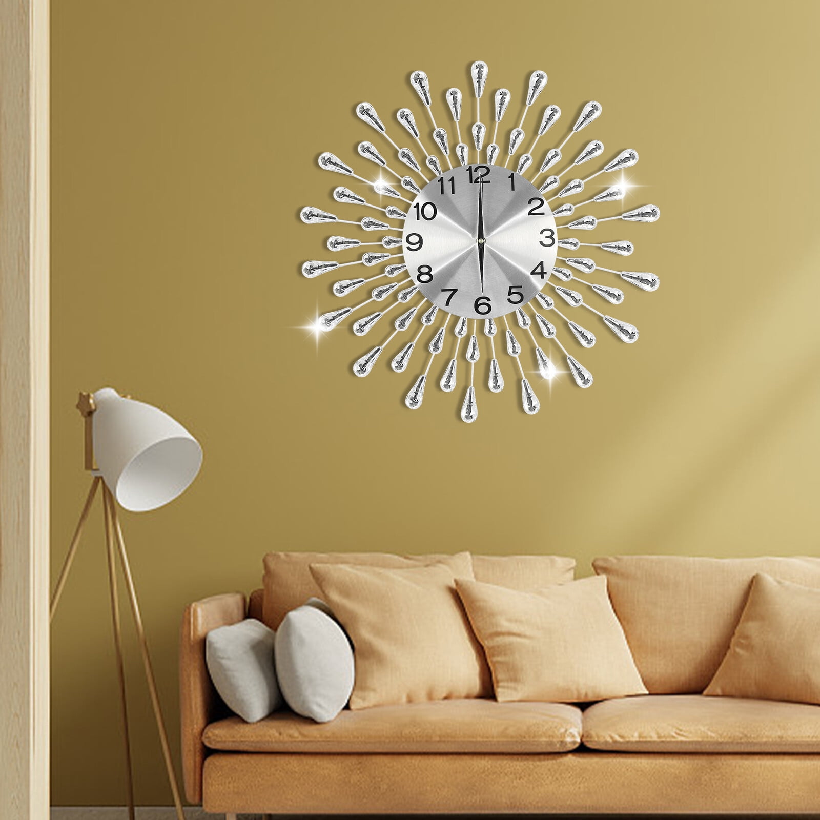 Crystal Large Wall Clock Metallic Wall Watch Living Room Home Decor ...