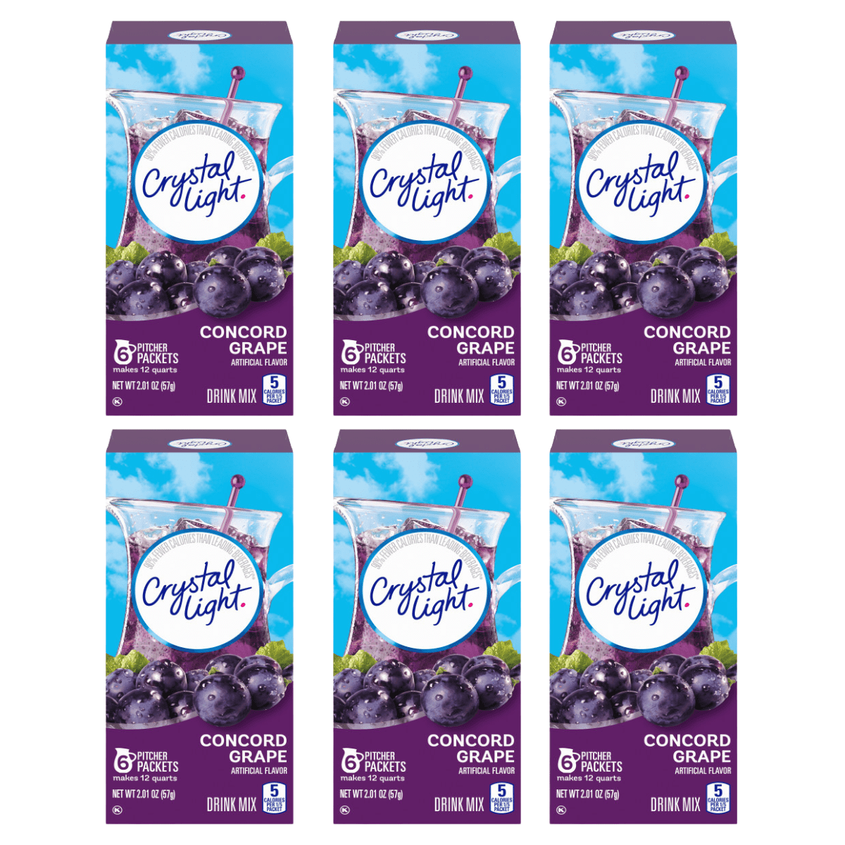 Crystal Light Concord Grape Artificially Flavored Powdered Drink Mix, 6 ct Pitcher Packets 2.1 ...