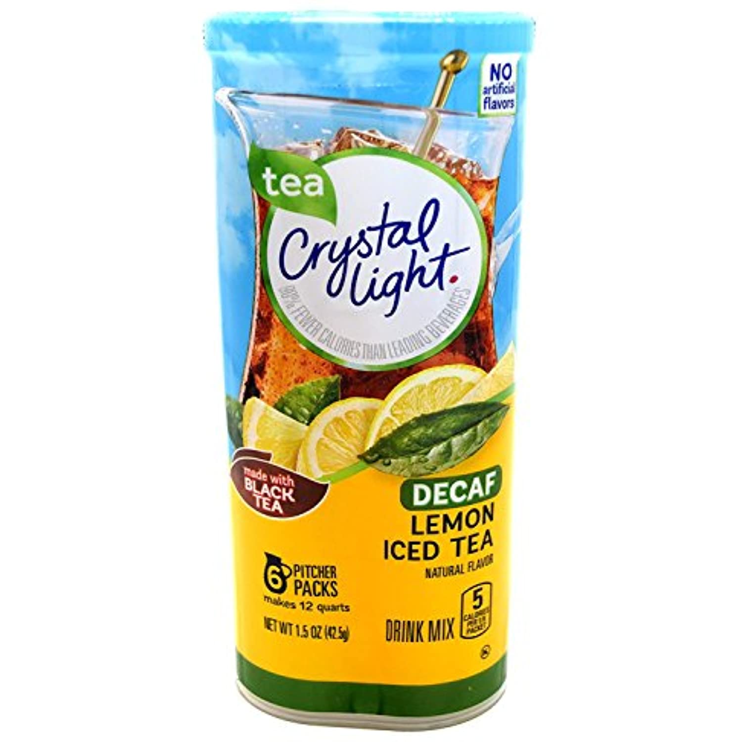 Crystal Light Decaf Iced Tea Drink Mix, Natural Lemon Flavor (12-Quart ...